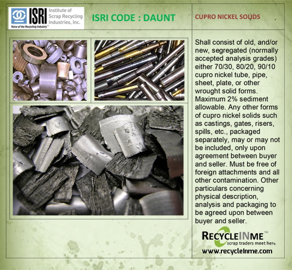 ISRI CODE : DAUNT - CUPRO NICKEL SOLIDS