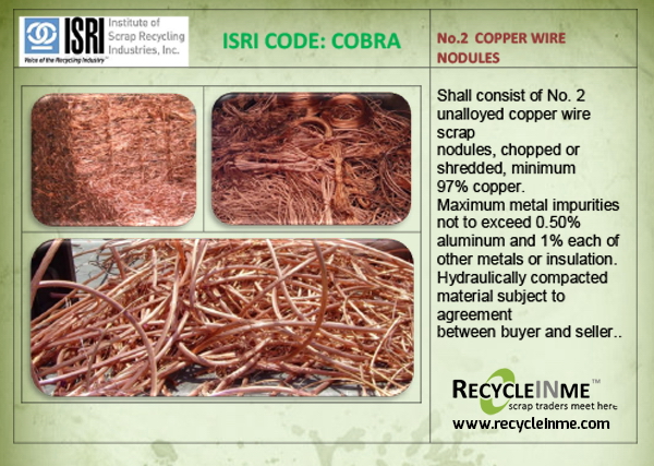 ISRI CODE: COBRA - No.2 COPPER WIRE NODULES