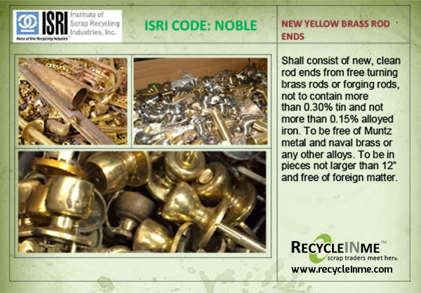 ISRI CODE: NOBLE - NEW YELLOW BRASS ROD ENDS