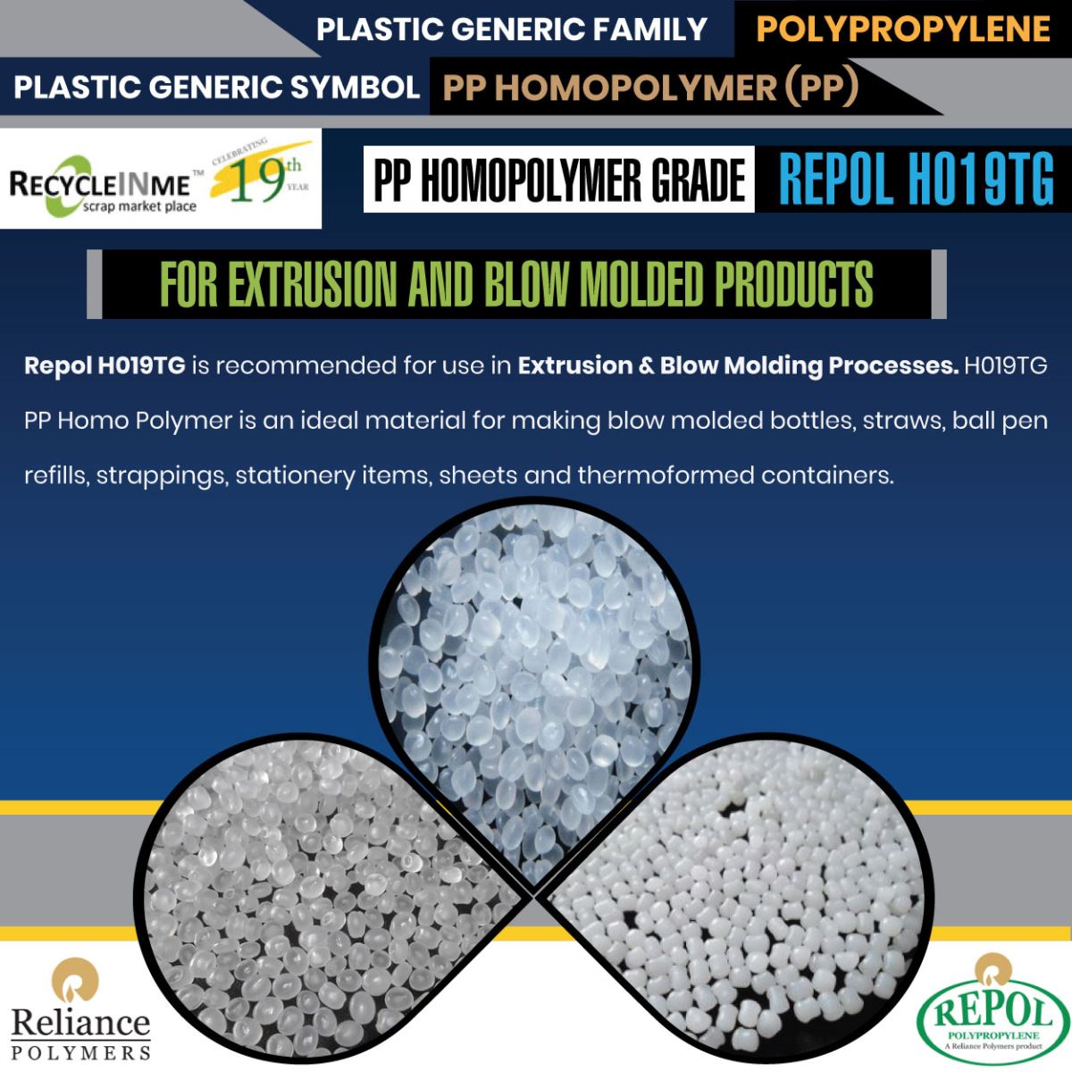 Reliance POLYMERS: REPOL H019TG - FOR EXTRUSION & BLOW MOLDED PRODUCTS