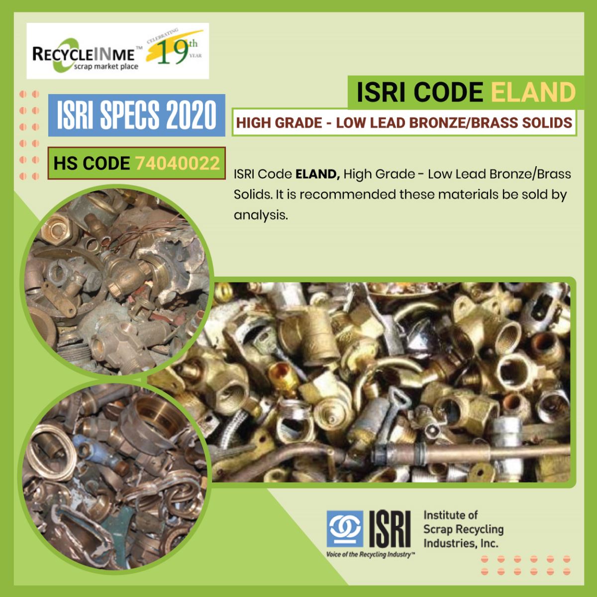 ISRI CODE: ELAND - LOW LEAD BRONZE/BRASS SOLIDS