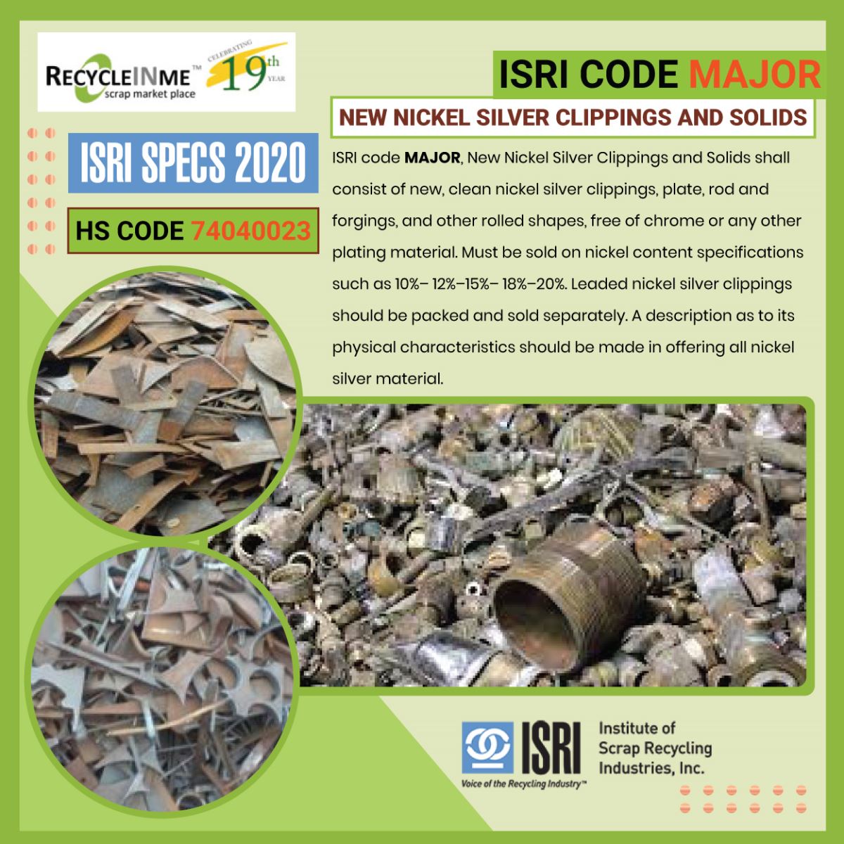ISRI CODE: MAJOR - NEW NICKEL SILVER CLIPPINGS AND SOLIDS