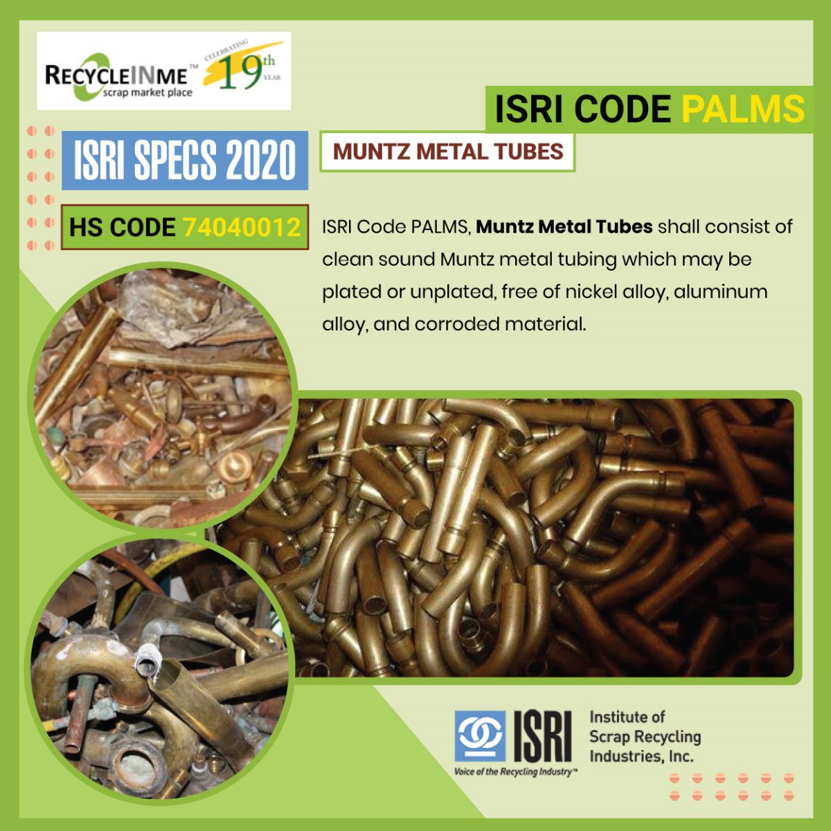 ISRI CODE: PALMS - MUNTZ METAL TUBES