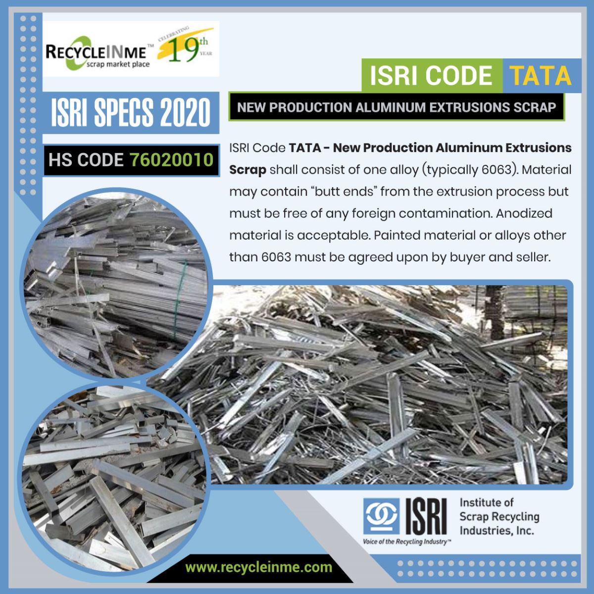 ISRI CODE: TATA - NEW PRODUCTION ALUMINUM EXTRUSIONS