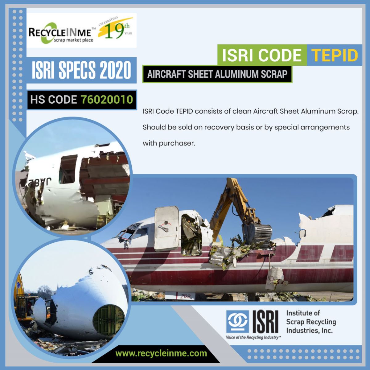 ISRI CODE: TEPID - AIRCRAFT SHEET ALUMINUM SCRAP