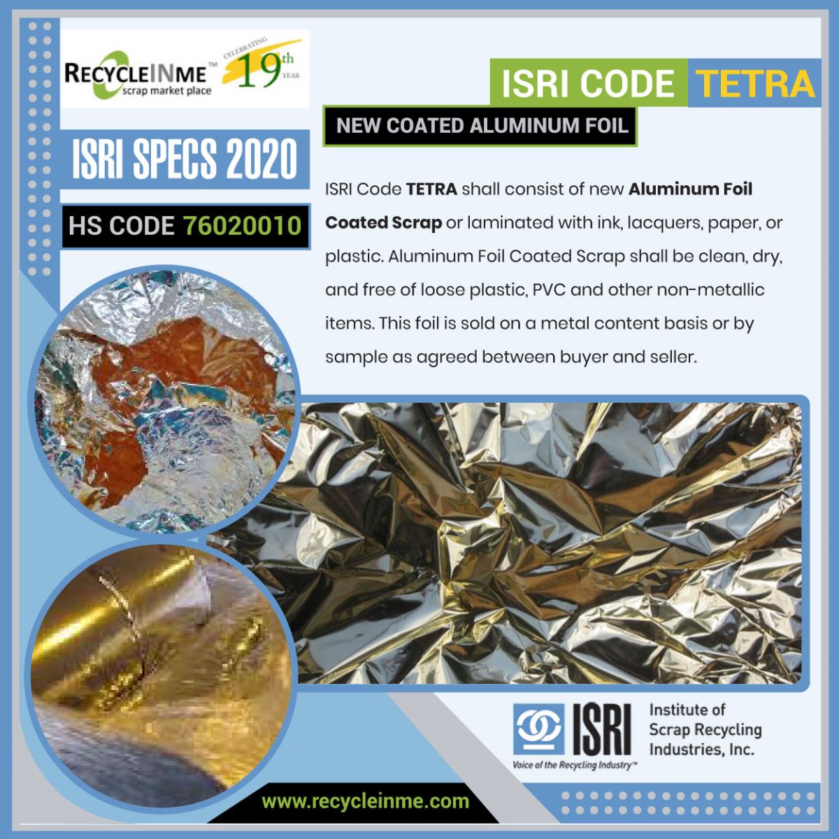 ISRI CODE: TETRA - NEW COATED ALUMINUM FOIL